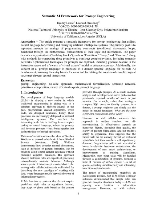 Pdf Semantic Ai Framework For Prompt Engineering