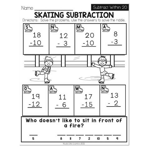 Winter Early Finishers 1st Grade Math Subtract Within 20