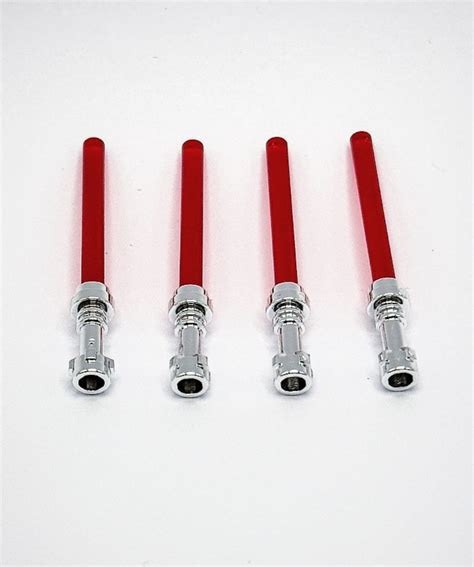 Lego Chrome Silver Hilt Lightsaber Weapon Red Star Wars X4 New Etsy