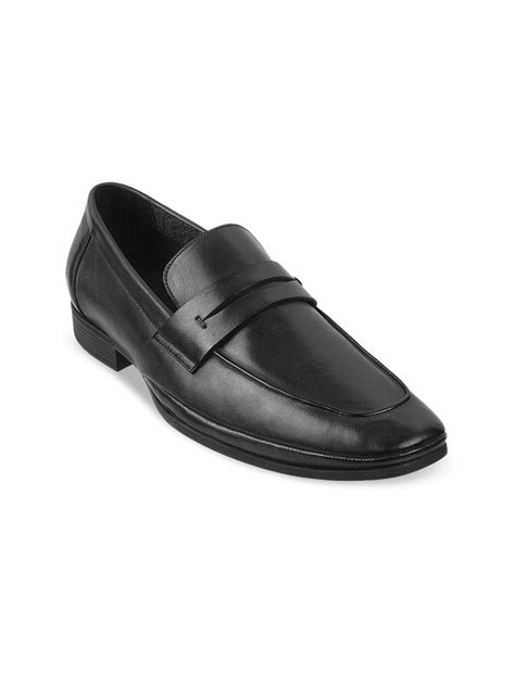 Buy Metro Men Black Solid Leather Formal Loafers Shoes Formal Shoes