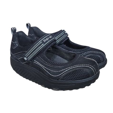 Skechers Shape Ups Black Suede Mary Jane Style Walking Shoes Sneakers