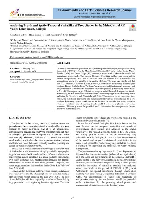 Pdf Analysing Trends And Spatio Temporal Variability Of Precipitation In The Main Central Rift