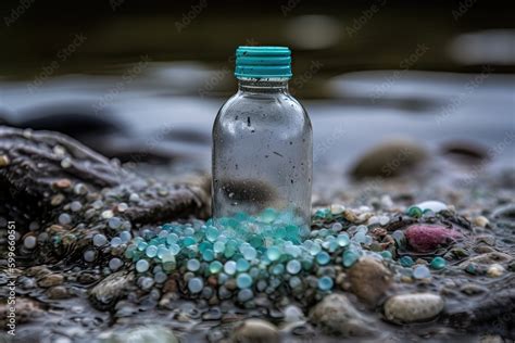 Microplastics In A Bottle Of Water With The Bottles Cap Visible Created With Generative Ai