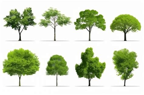 Premium Photo Collection Of Abstract Green Tree Side View Isolated On