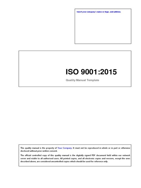 Iso 9001 Quality Manual Template Pl