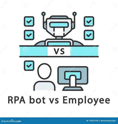 Rpa Bot Vs Employee Color Icon Stock Vector Illustration Of Cyber