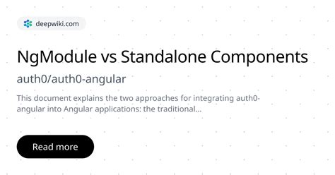 Ngmodule Vs Standalone Components Auth0auth0 Angular Deepwiki