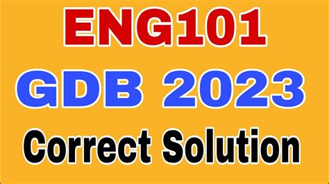 Eng101 Gdb Solution Fall 2023 Eng101 Gdb Solution 2023 Eng101 Gdb 2023 Youtube