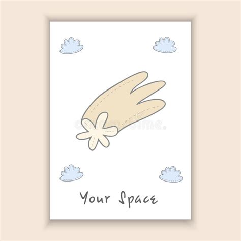 Hand Drawn Lovely With Comet Cute Postcard Made In Vector Stock Illustration Illustration