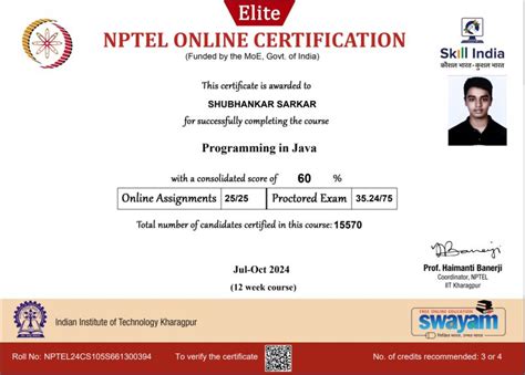 Shubhankar Sarkar On Linkedin Nptel Javaprogramming Onlinelearning