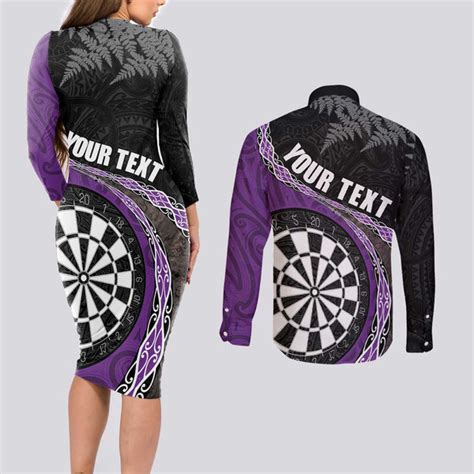 Personalised New Zealand Darts Couples Matching Long Sleeve Bodycon