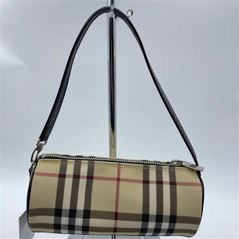 Burberry Beige Canvas Nova Check Unisex Multicolor Barrel Duffle Bag
