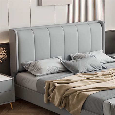 Light Gray Rectangle Upholstered Panel Headboard Homebaa