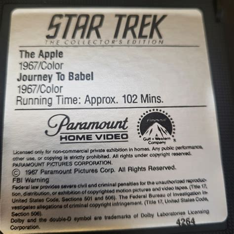 Star Trek Collectors Edition Betamax Tapes Lot Of 10 Cbs Video Library