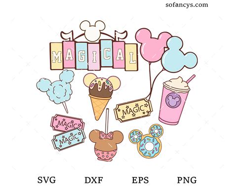 Magical Pastel Park Snacks Svg Dxf Eps Png Cut Files