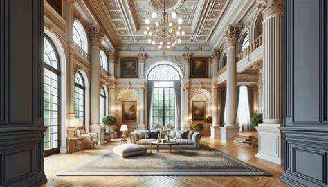 Majestuosidad Y Luz Un Salón De Doble Altura Con Ventanal Panorámico