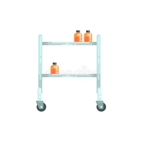 Glass Table On Wheels Medical Equipment Vector Illustration Stock