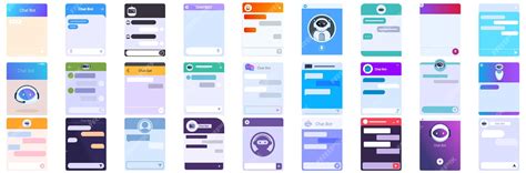 Premium Vector Bot Window Icons Set Collection Of Chat Bot Windows Showing Various Stages Of