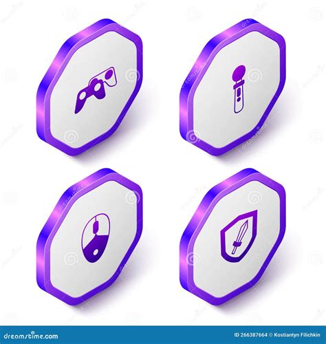 Set Isometric Game Controller Or Joystick Vr Game Computer Mouse And