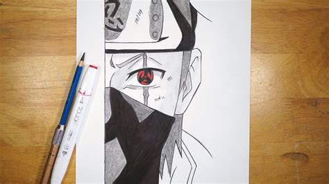 Drawing Kakashi Hatake [mangekyou Sharingan Eyes] Half Face Drawing