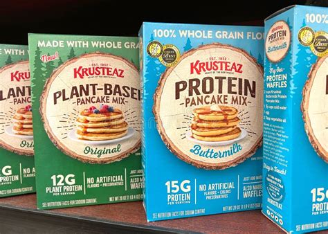 Grocery Store Shelf With Boxes Of Krusteaz Brand Plant Based Pancake