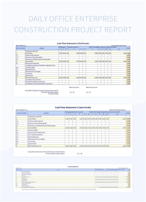Daily Office Enterprise Construction Project Report Excel Template And