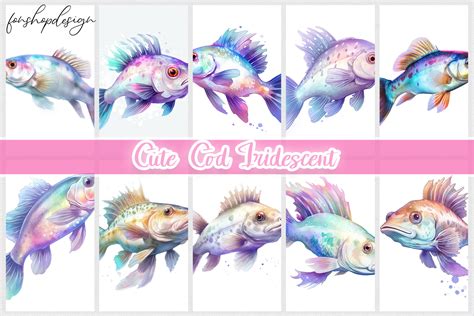 Cute Cod Iridescent Graphic By Fonshopdesign · Creative Fabrica