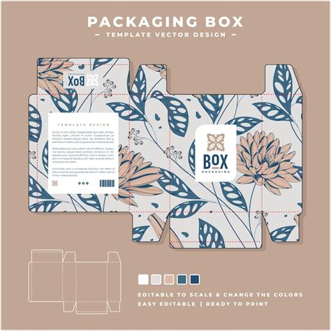 Premium Vector Rectangle Product Box With Floral Pattern 146