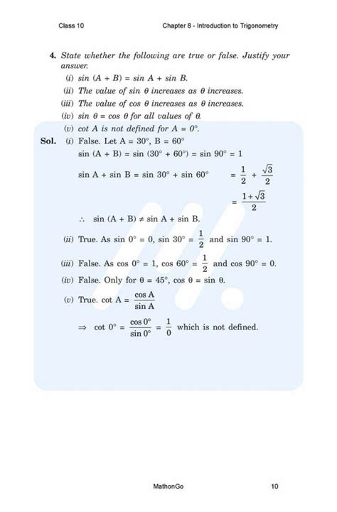 Ncert Solutions For Class 10 Maths Chapter 8 Introduction To Trigonometry Mathongo