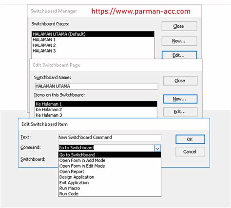 membuat switchboard manager microsoft access 2016 parman acc