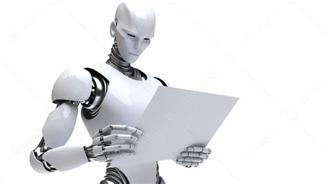 An Artificial Intelligence Robot Holding A Piece Of Paper Powerpoint Background For Free