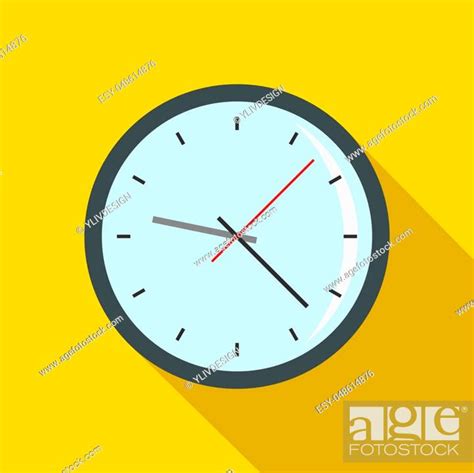 Round Analog Clock Face Icon Flat Illustration Of Round Analog Clock