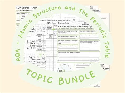 Aqa Atomic Structure And The Periodic Table Topic Bundle Worksheets Teaching Resources