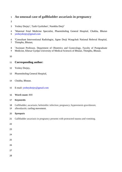 Pdf An Unusual Case Of Gallbladder Ascariasis In Pregnancy