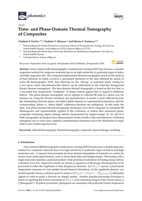 Pdf Time And Phase Domain Thermal Tomography Of Composites