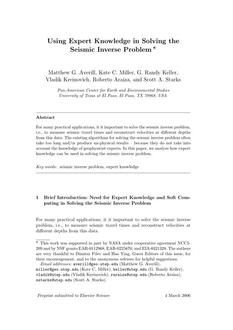 Pdf Using Expert Knowledge In Solving The Seismic Inverse Problem