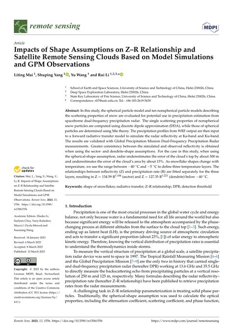 Pdf Impacts Of Shape Assumptions On Z R Relationship And Satellite