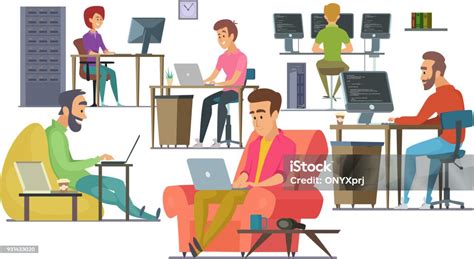 Rekan Kerja Di Tempat Kerja Programmer Dan Desainer Pria Dan Wanita