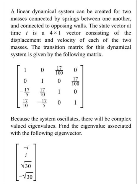 Solved A Linear Dynamical System Can Be Created For Two