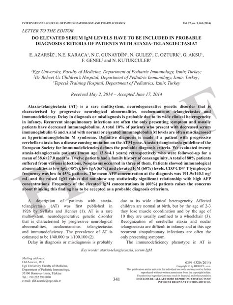 Pdf Do Elevated Serum Igm Levels Have To Be Included In Probable