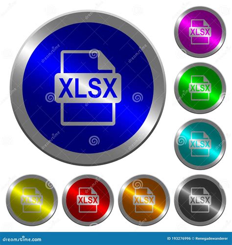 xlsx file format icons on color glossy rectangular menu button cartoon