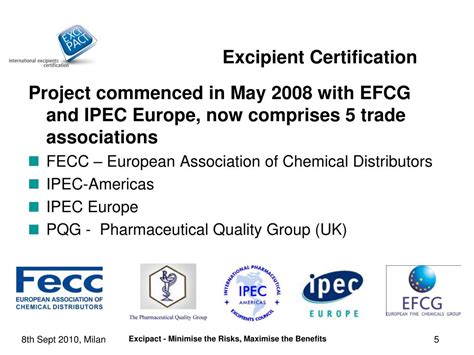 Ppt Excipact Pharmaceutical Excipient Certification Powerpoint