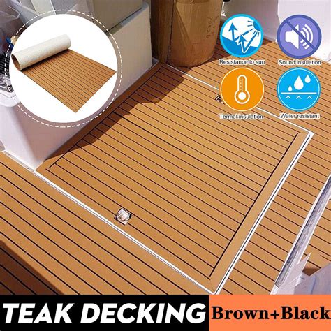 600x2400x5mm Brown Black Self Adhesive Boat Deckin Grandado