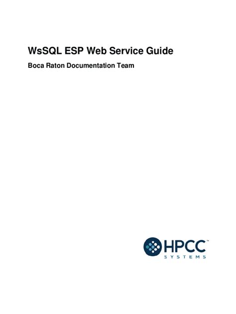 Fillable Online Wssql Esp Web Service Guide Hpcc Systems Fax Email