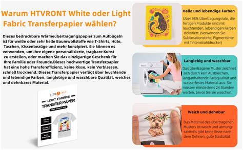 Htvront Transferpapier Transferfolie 20 Blatt A4 Für Helles Textil