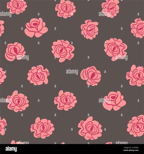 Vintage Roses Pattern On Dark Background Simple Roses Pattern In Hand