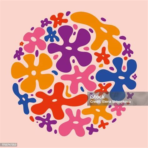 Circle With Cool Groovy Flowers Liquid Shapes Funky Blossom Backdrops Y2k Textures Hippie Retro Circle With Cool Groovy Flowers Liquid Shapes Funky Blossom Backdrops Y2k Textures Hippie Retro