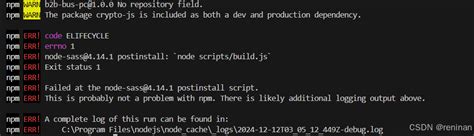 Err Failed At The Node Sass4141 Postinstall Scripterr This Is Probably Not A Problem With