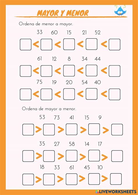 Mayor Y Menor Live Worksheets