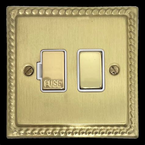 Gh Georgian Satin Brass Switched Fused Spur Brass Switchwhite Insert